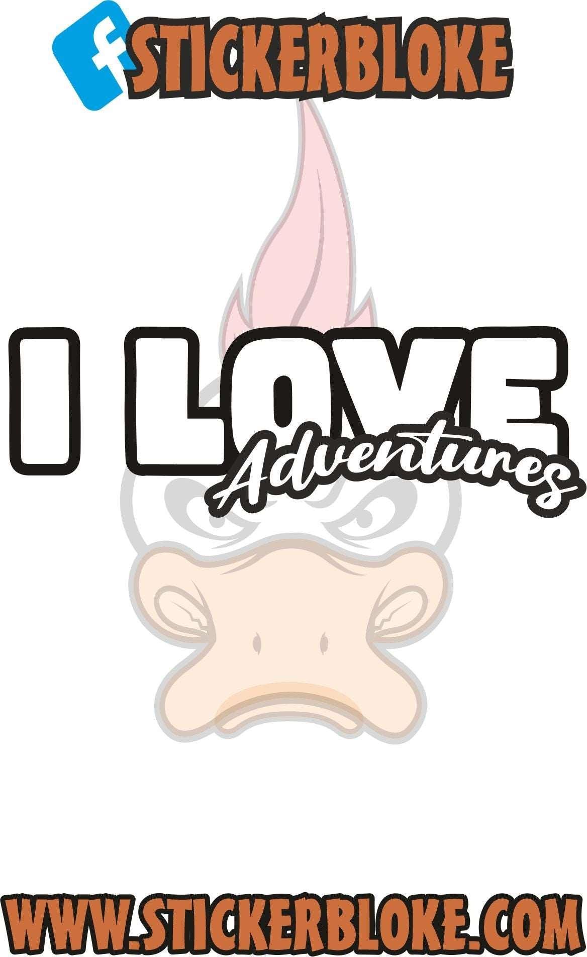 I LOVE ADVENTURES STICKER – STICKERBLOKE