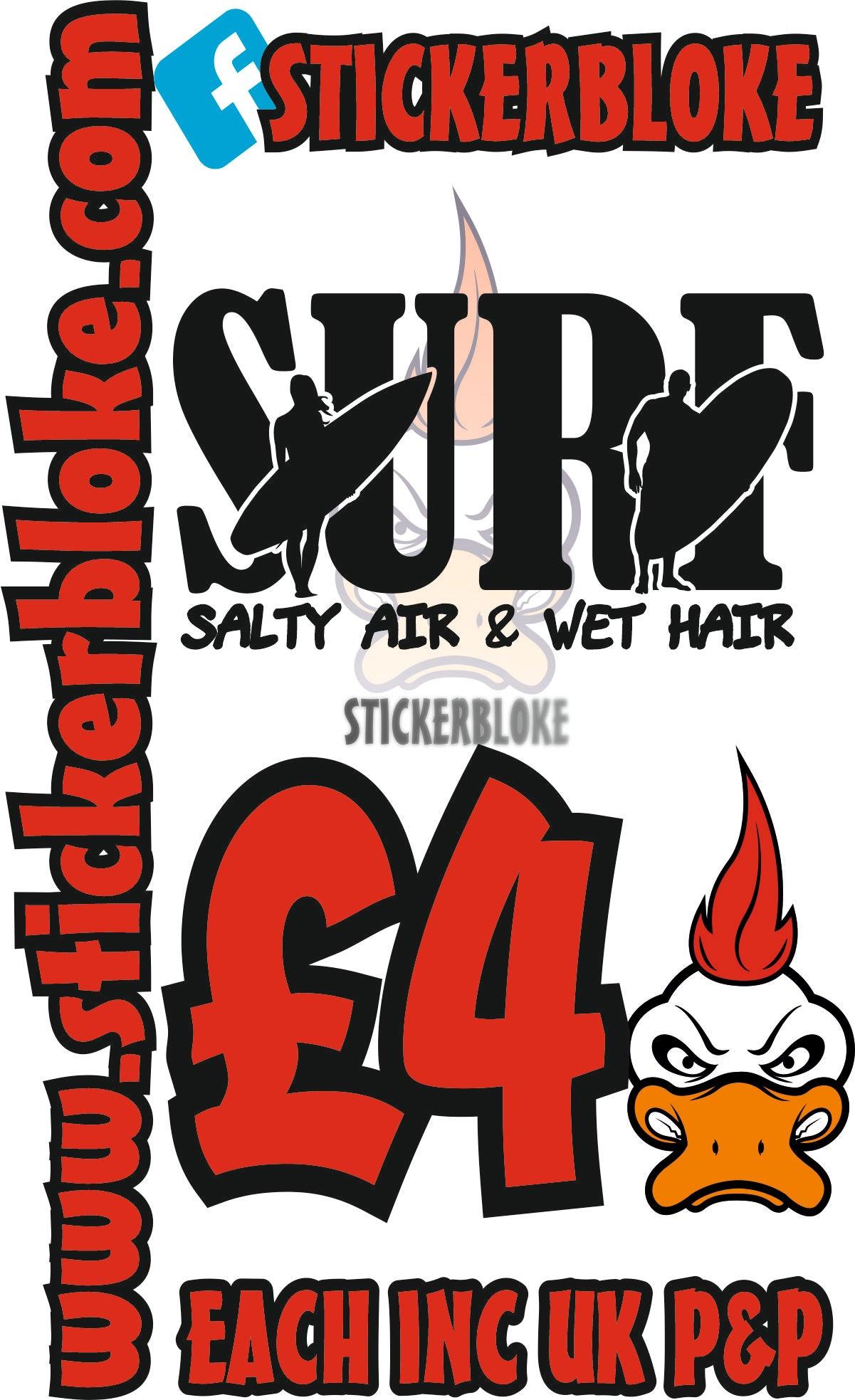 SURF SALTY AIR AND WET HAIR – STICKERBLOKE