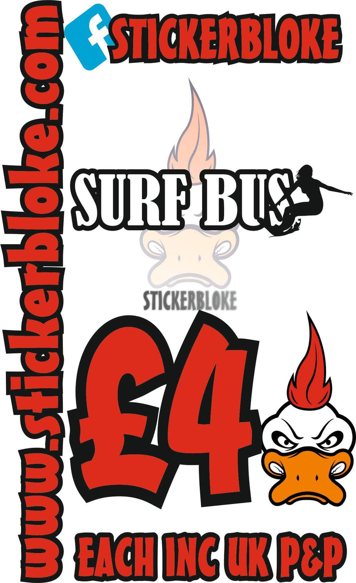 SURF BUS LADY SURFER – STICKERBLOKE