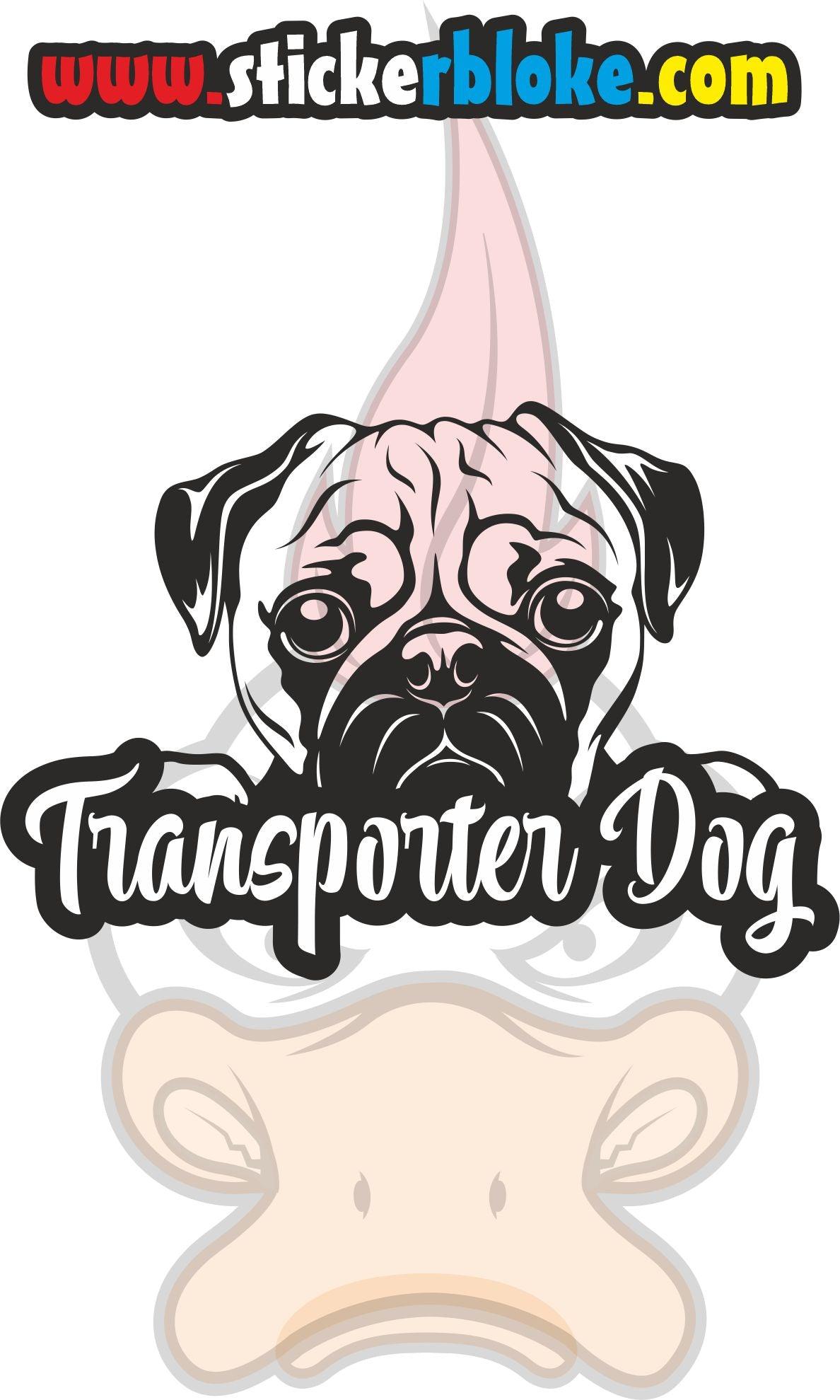 TRANSPORTER DOG PUG STICKER – STICKERBLOKE