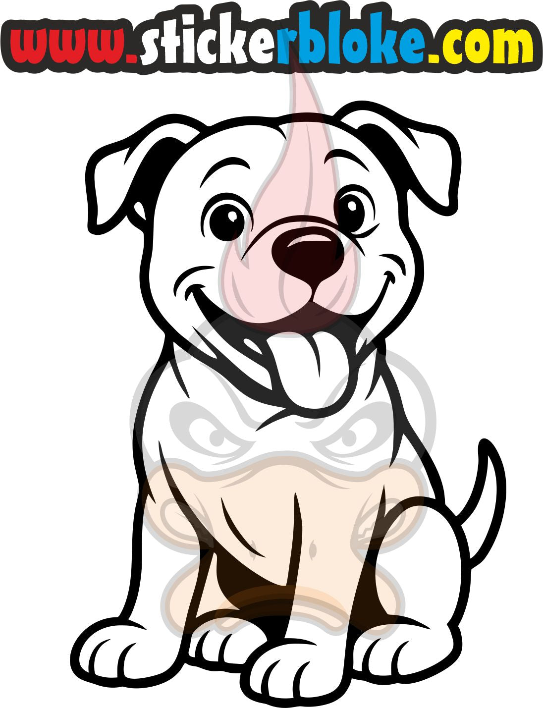 STAFFORDSHIRE BULL TERRIER CARTOON DOG STICKER – STICKERBLOKE
