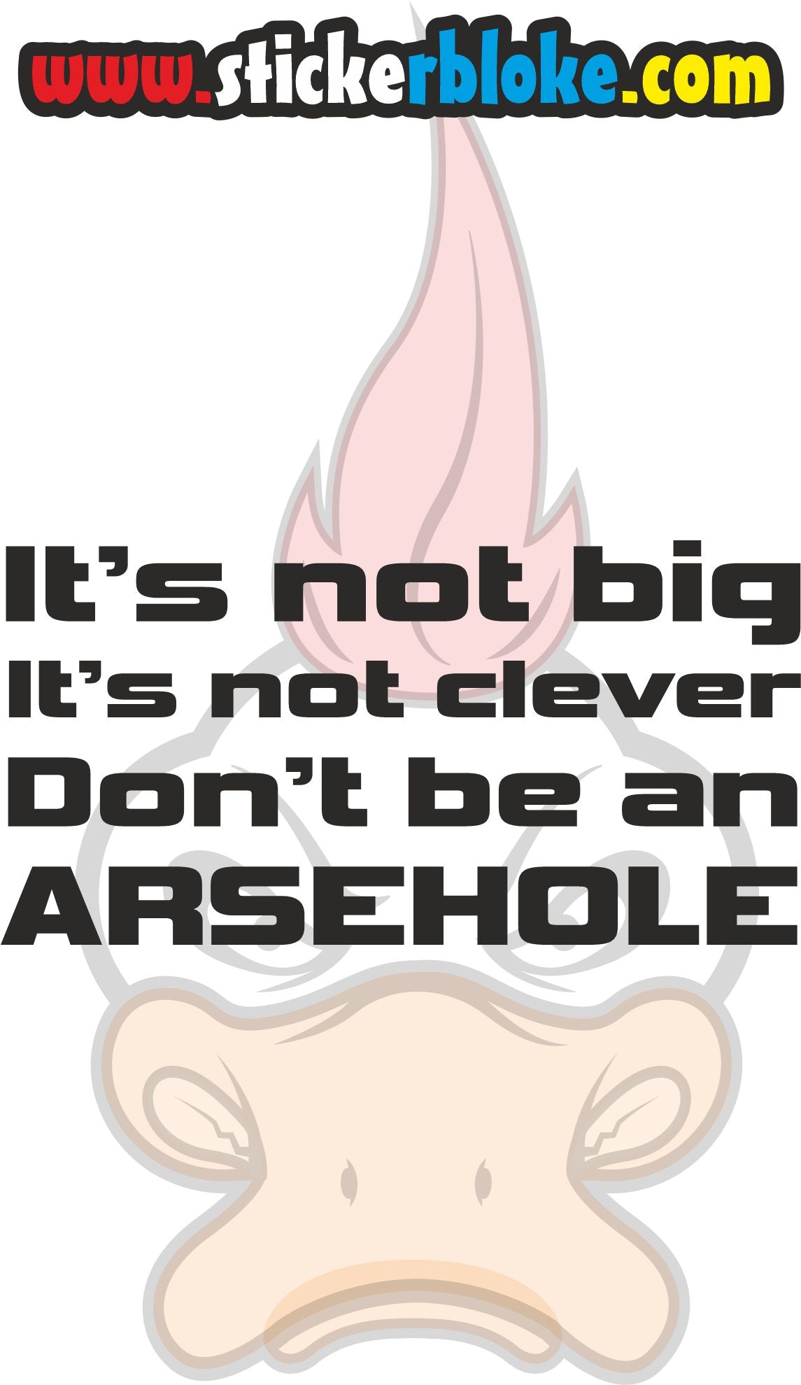 ITS NOT BIG ITS NOT CLEVER DONT BE AN ARSEHOLE STICKER – STICKERBLOKE